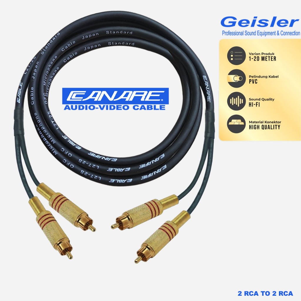Jual Kabel Audio / Kabel Power RCA Gold 2 to 2 RCA Gold | Shopee Indonesia