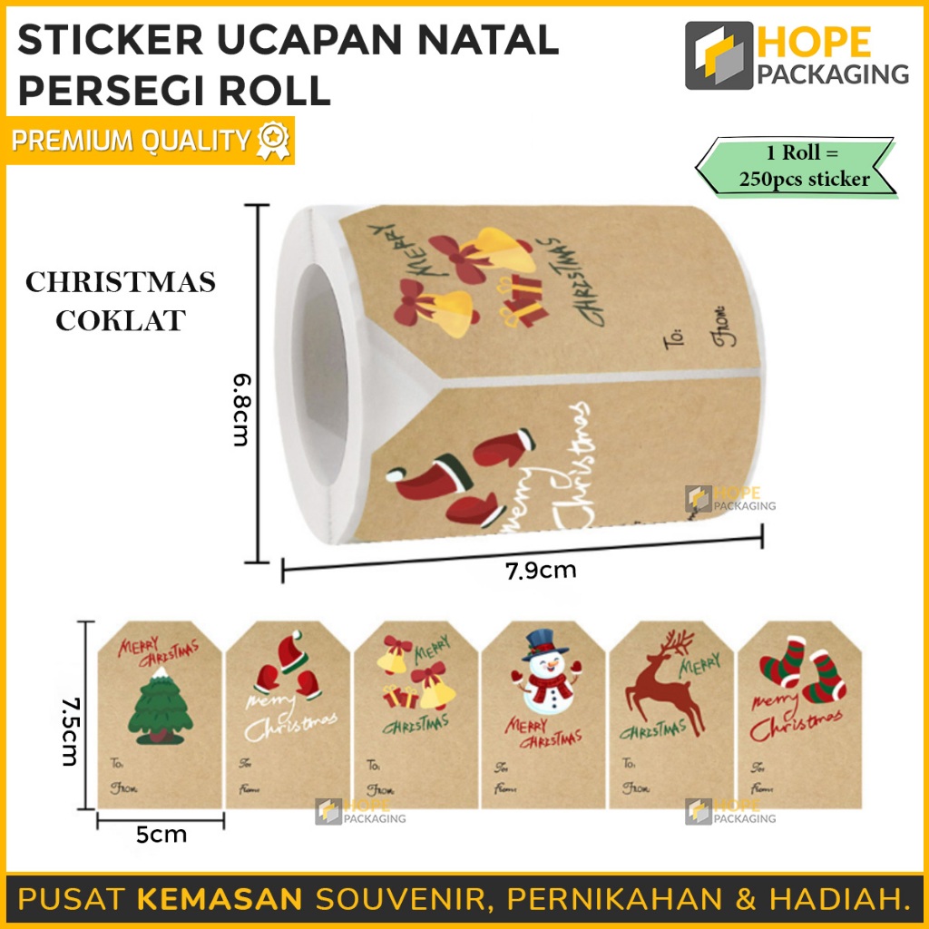 Jual Sticker Roll Natal / Sticker Natal Roll Persegi /Sticker Ucapan ...