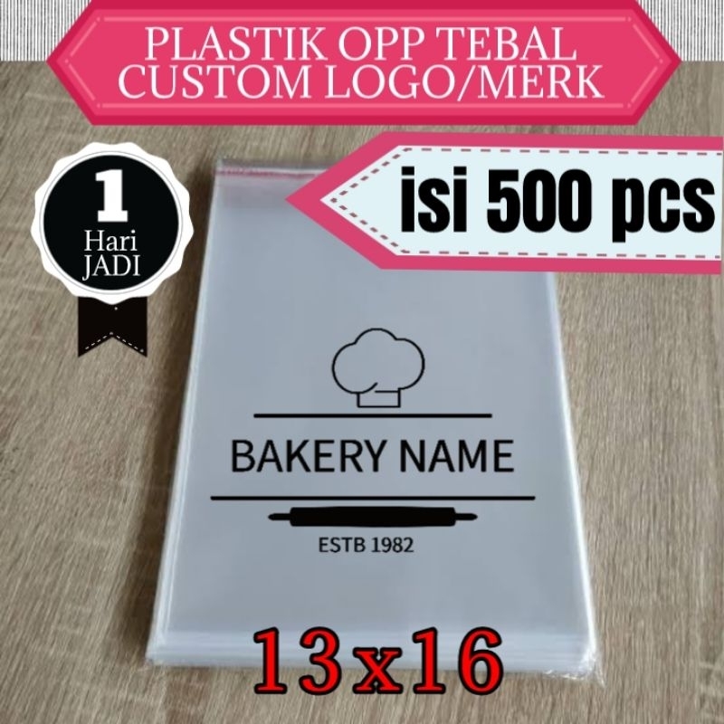 Jual PLASTIK OPP TEBAL CUSTOM LOGO 13x16 isi 500 pcs | Shopee Indonesia