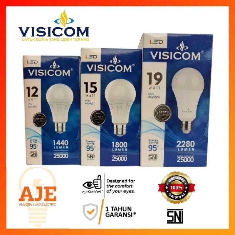 Jual Lampu Led VISICOM 12 15 19 Watt HEMAT Listrik Putih Original Bulb Garansi 1 Tahun | Shopee ...