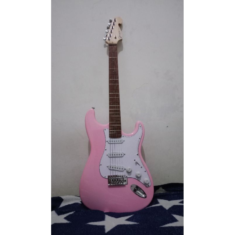 Jual GITAR LISTRIK ELEKTRIK DIFERGIO PINK DAN AMPLI | Shopee Indonesia