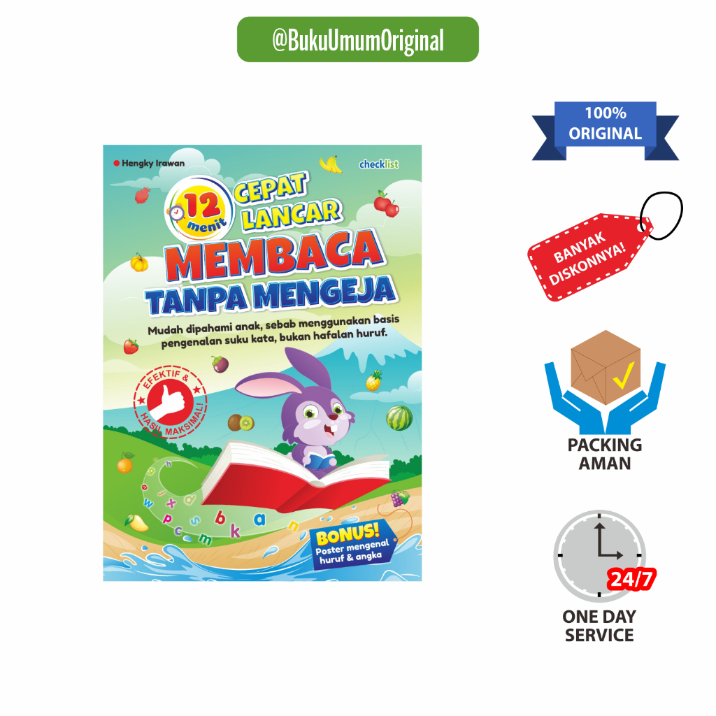 Jual Buku Anak 12 Menit Cepat Lancar Membaca Tanpa Mengeja (Latihan ...