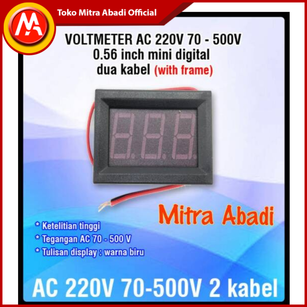 Jual Voltmeter AC 220V 70-500V 0,56 inch Tulisan Biru/Blue (Dengan Frame) | Shopee Indonesia
