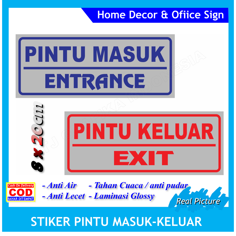 Jual Label stiker entrance exit keluar masuk sticker petunjuk pintu ...
