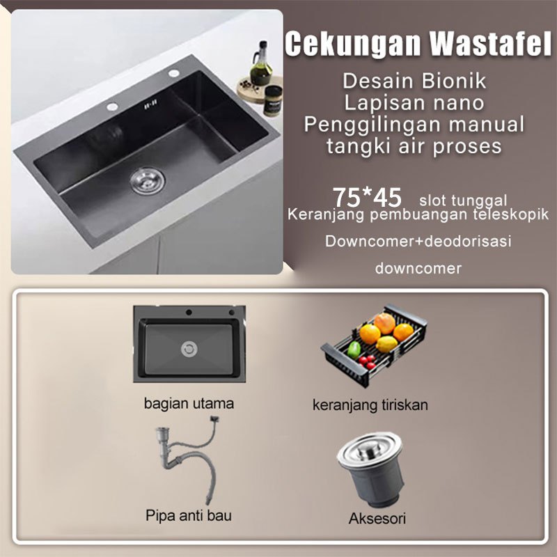 Jual SUS 304 Paket Kitchen Sink 5040/5243 BLACK /Bak Cuci Piring ...