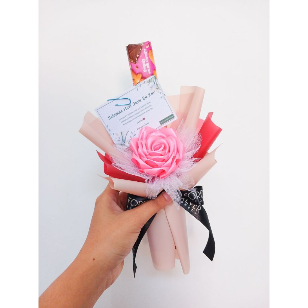 Jual Single Rose Satin Bouquet | Buket Bunga Single | Single Bouquet ...