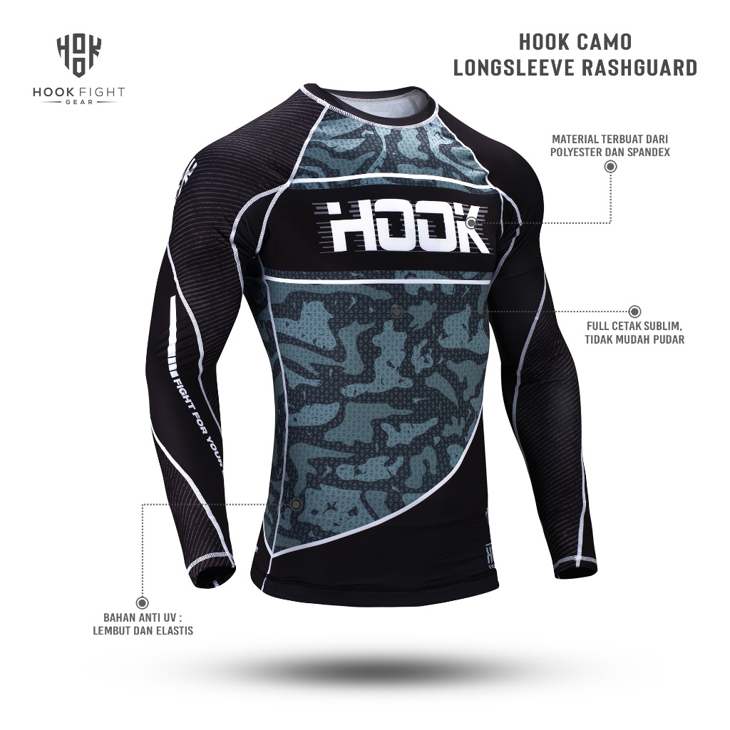 Jual Rash Guard BJJ Hook Compression MMA Rashguard Brazilian Jiujitsu ...