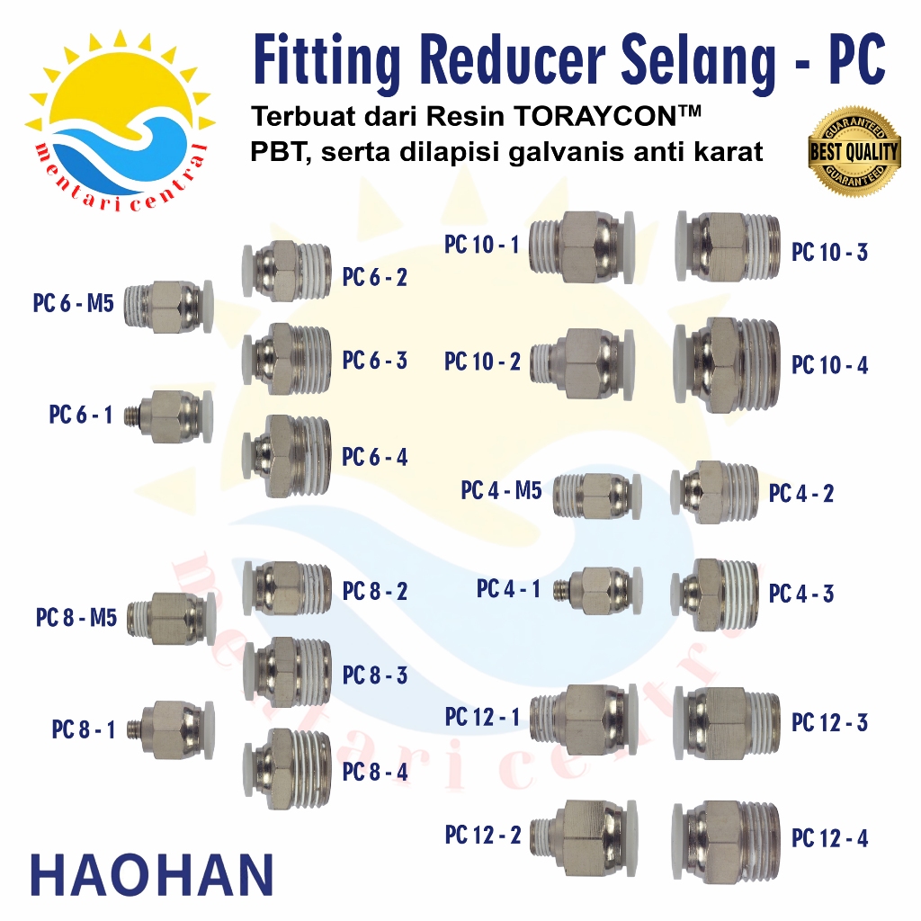 Jual FITTING LURUS MALE PNEUMATIC SELANG PC Pneumatic Fitting Slip Lock ...