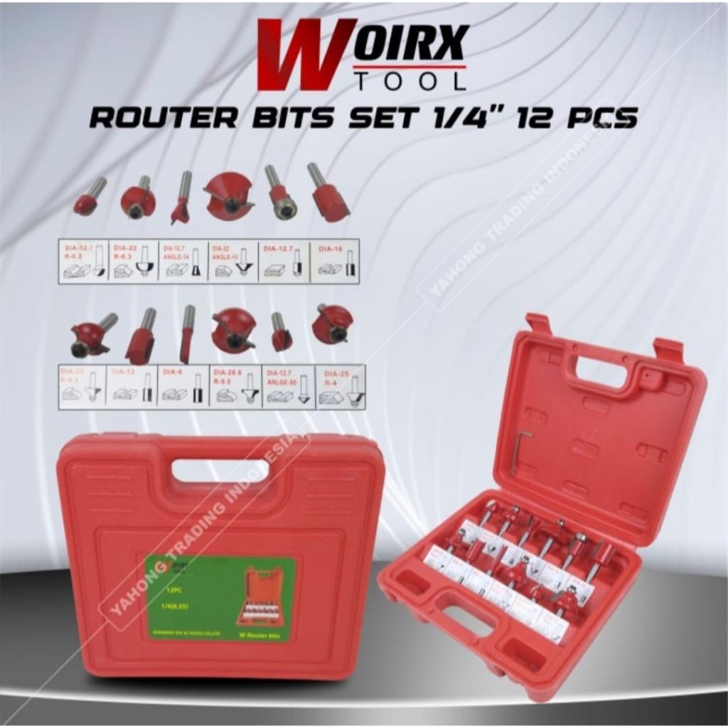 Jual 12 PCS Mata Router WOIRX Mata Profil Mata Trimmer Set Router Bit ...