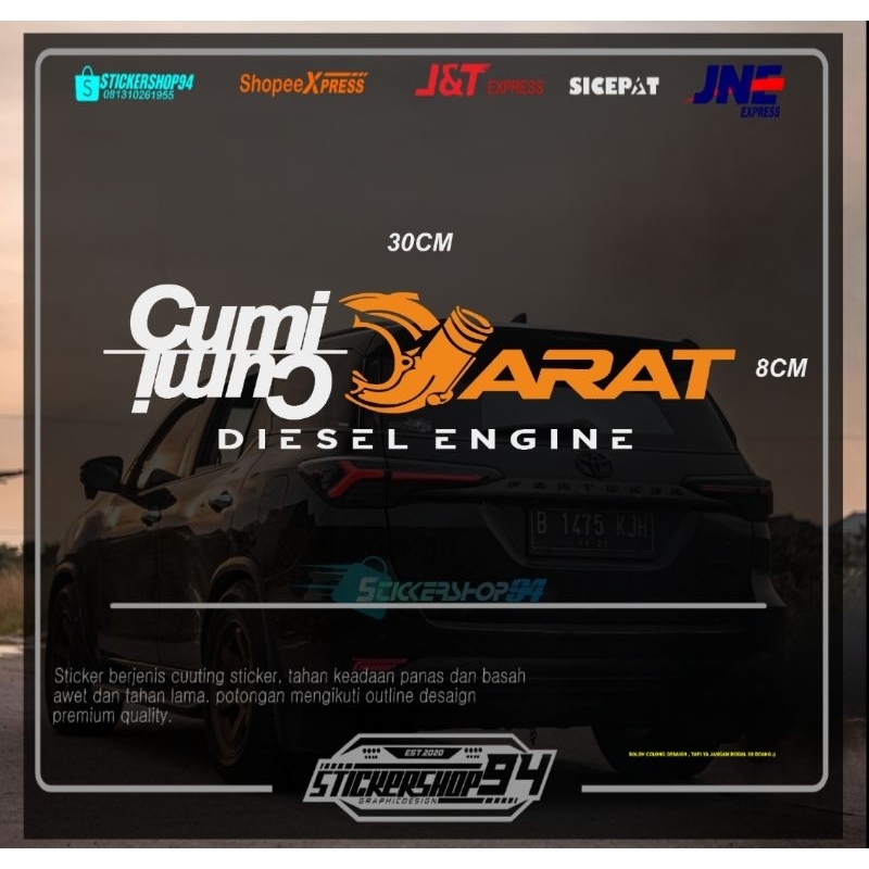 Jual stiker mobil cumi darat diesel engine uk30cm | Shopee Indonesia