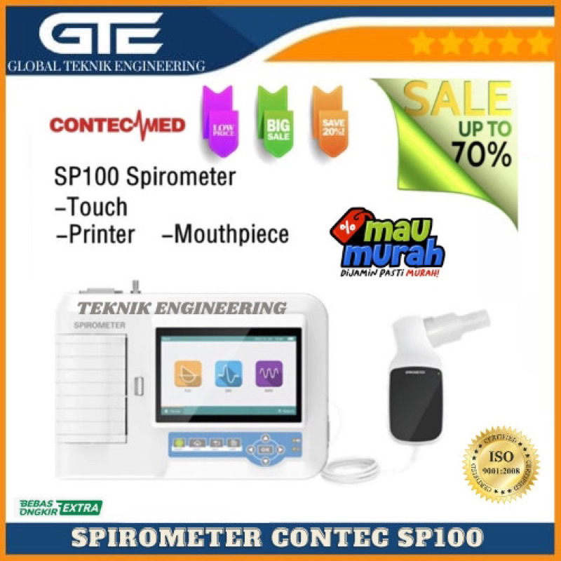 Jual portable lung function LCD testing contec sp100 spirometer sp100 ...