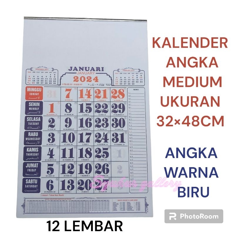 Jual Kalender Angka 2024 kalender dinding kalender kerja MEDIUM ...