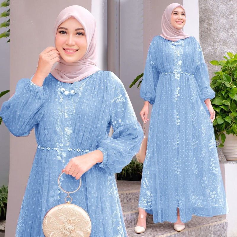 Jual MAXI JAHWARA (M L XL XXL XXXL) GAMIS PESTA BUSUI TILE MUTIARA FULL DEPAN BELAKANG| GAMIS ...