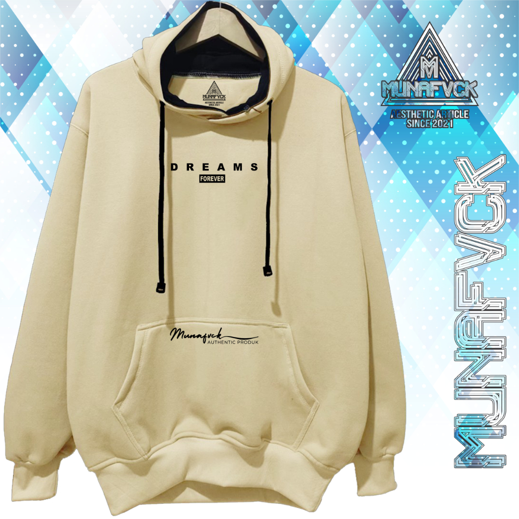 Jual Hoddie Pria Keren Murah MUNAFVCK Sablon DREAMS FOREVER Warna KREM ...