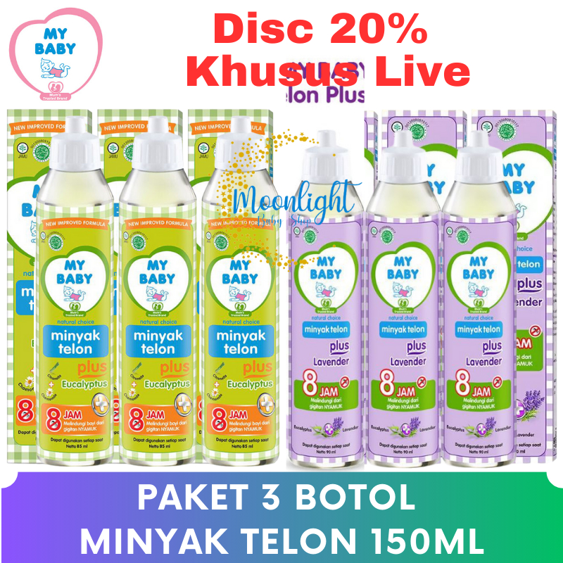 Jual [3 PCS] MY BABY Minyak Telon Plus Eucalyptus | Lavender 150ml | Shopee Indonesia