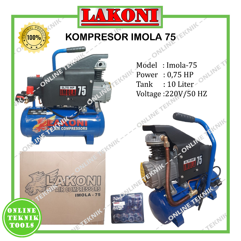 Jual LAKONI IMOLA 75 Mesin Kompresor Pompa Angin 0,75HP 10 Liter ...