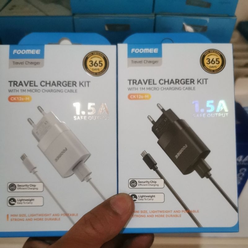 Jual FOOMEE CK12M TRAVEL CHARGER KIT 1.5A MAX WHITE/BLACK + 1M MICRO ...