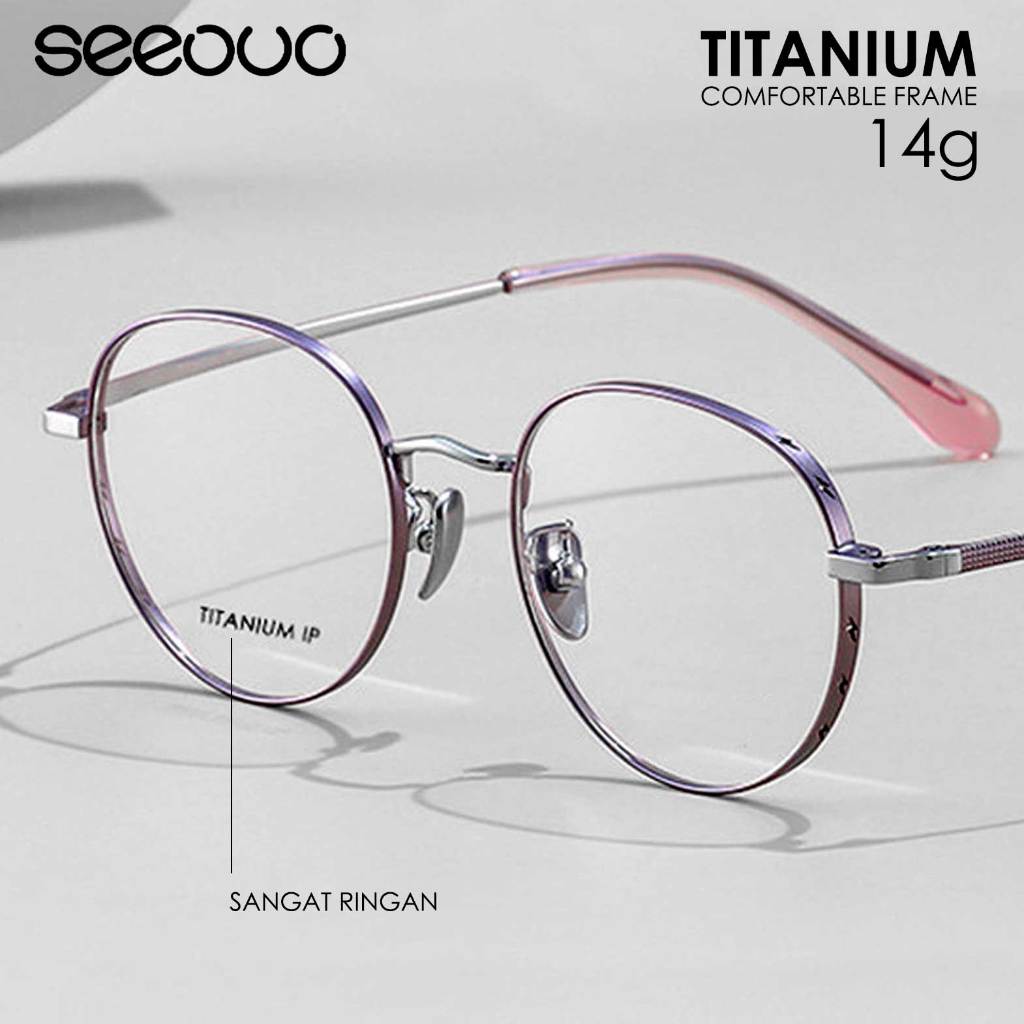 Jual Seeouo Frame Kacamata Model Bulat Simple Stylish Titanium Ringan Kokoh Pria Wanita Bisa ...