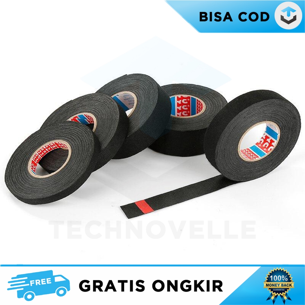 Jual LAKBAN HITAM BAHAN KAIN ADHESIVE TAPE TAHAN PANAS PANJANG 15M 25MM ...