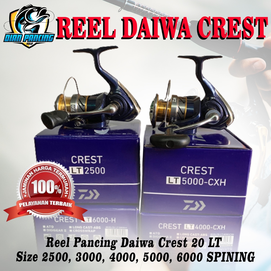 Jual Reel Pancing Merk Daiwa Crest 20 LT Size 2500, 3000, 4000, 5000, 6000 SPINING | Shopee ...