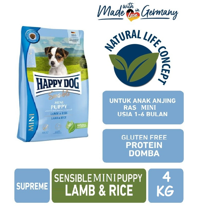 Jual Happy Dog Mini Sensible Young Puppy Lamb 4KG - Makanan Anjing ...