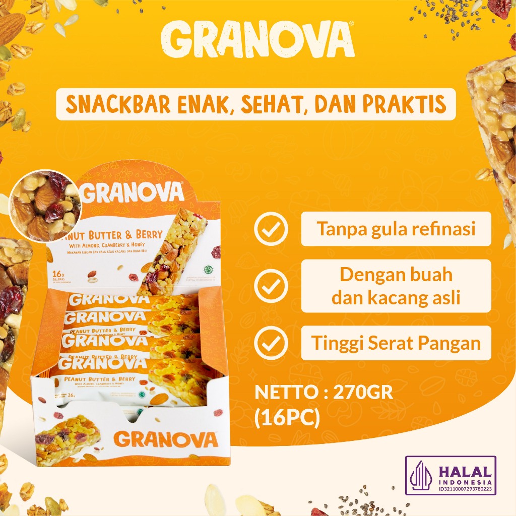 Jual Granova - Snackbar Peanut Butter & Berry 26gr x 16 pcs (Rasa Selai ...