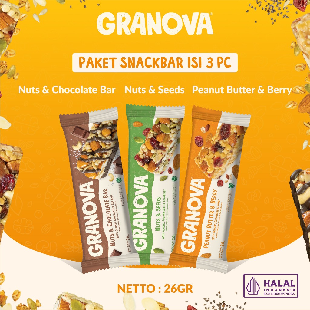 Jual Granova - Snackbar 26gr x 3 pcs (Rasa Original, Peanut Butter ...