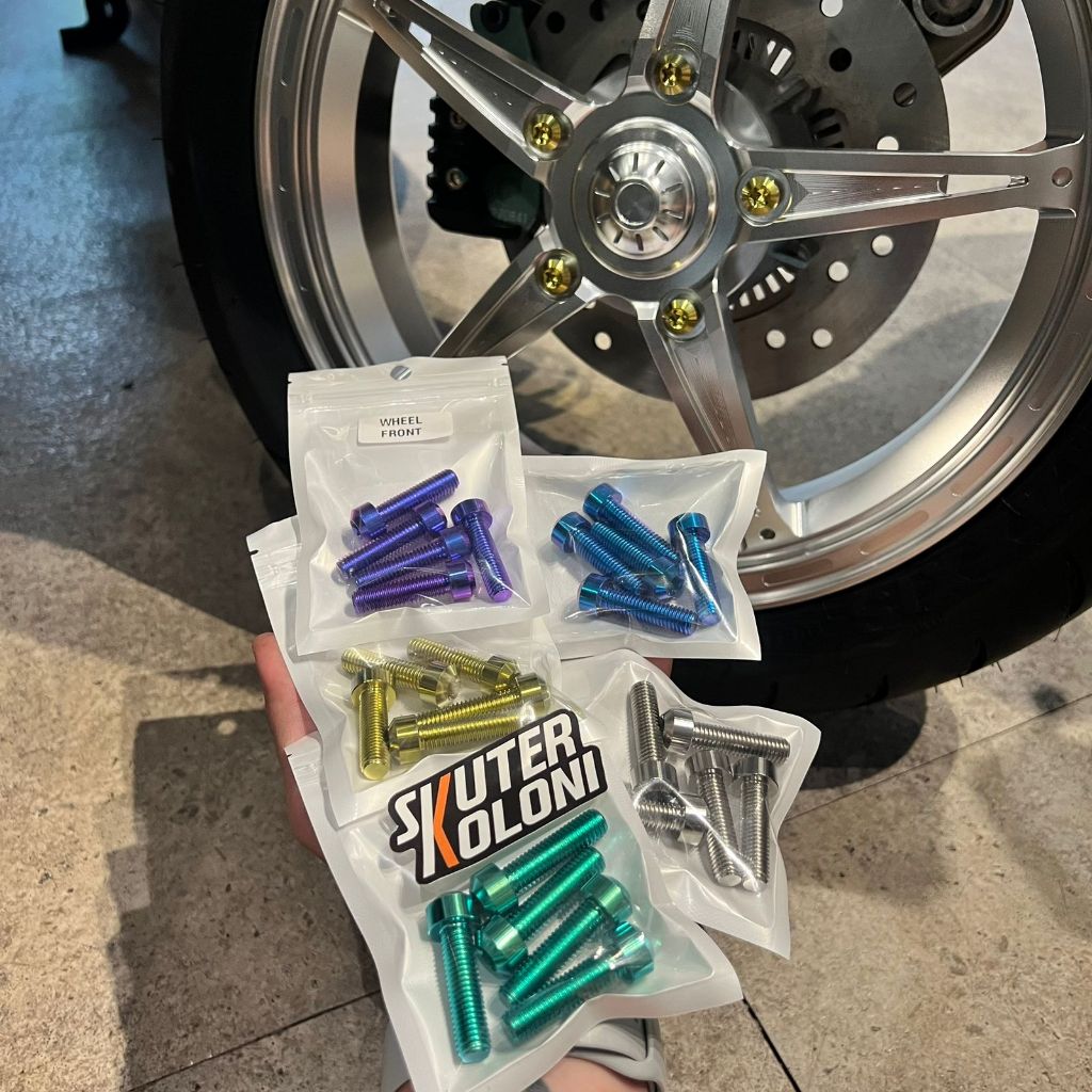 Jual Titanium Bolt Baut Velg Depan set Vespa LX S Sprint Primavera GTS ...