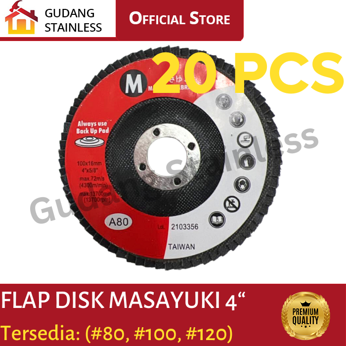 Jual Amplas Susun Flap Disc Masayuki #80 #100 #120 1 Kotak isi 20 ...