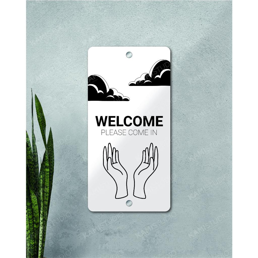 Jual TULISAN WELCOME 30X15 CM BAUT KACA POTRAIT/ SIGN BAUT KACA WELCOME ...