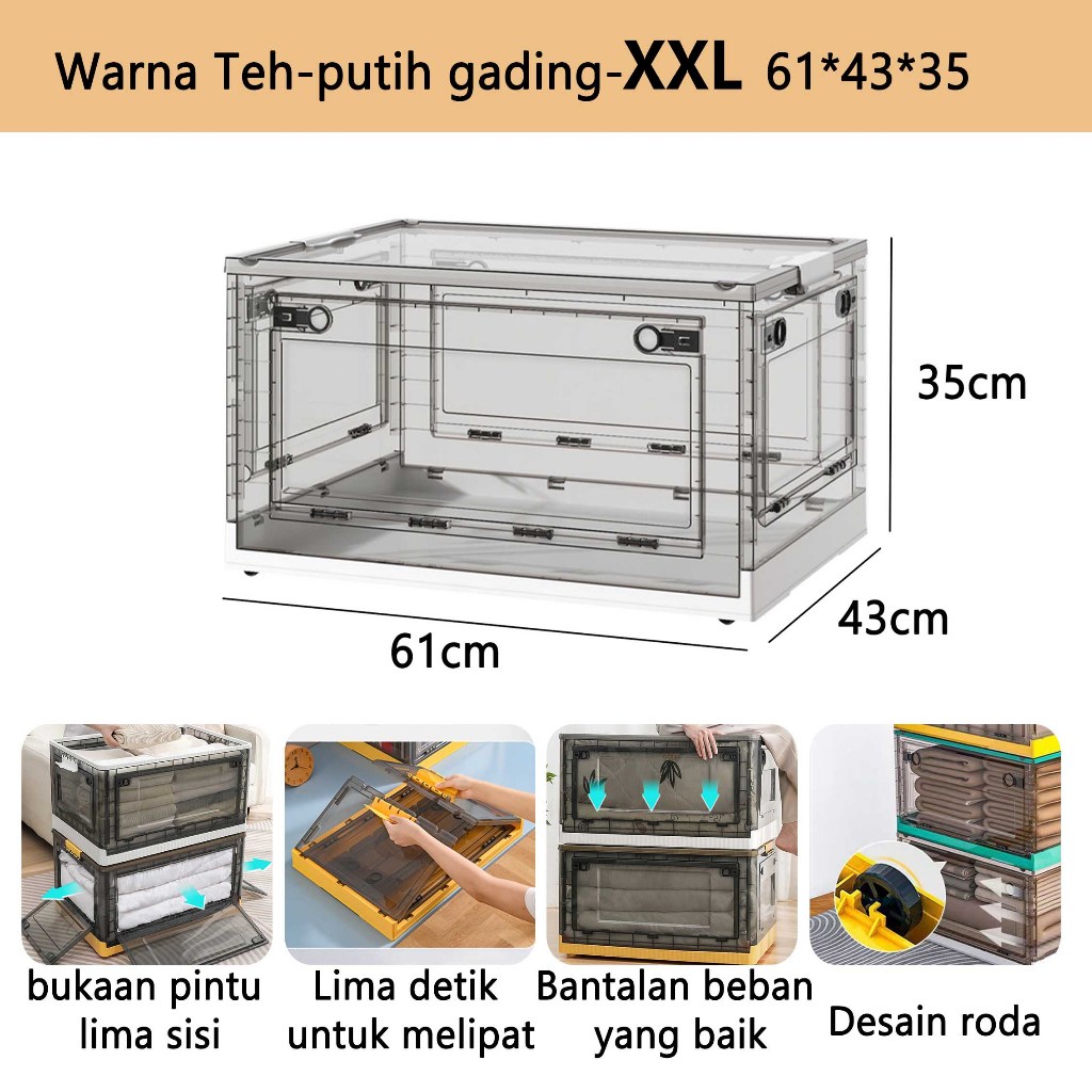 Jual box Storage Box kotak plastik Lipat Folding Container Box pakaian ...