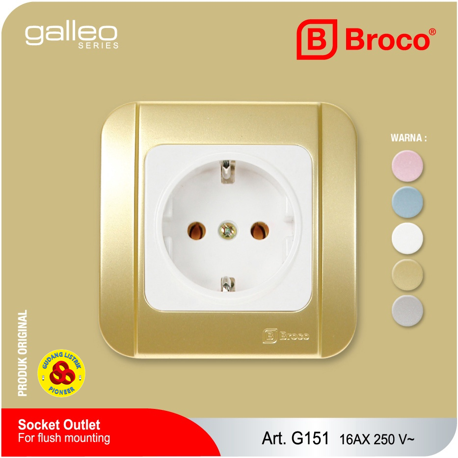Jual Broco Stop Kontak Warna Emas Galleo G151 Champagne Gold Arde Socket | Shopee Indonesia