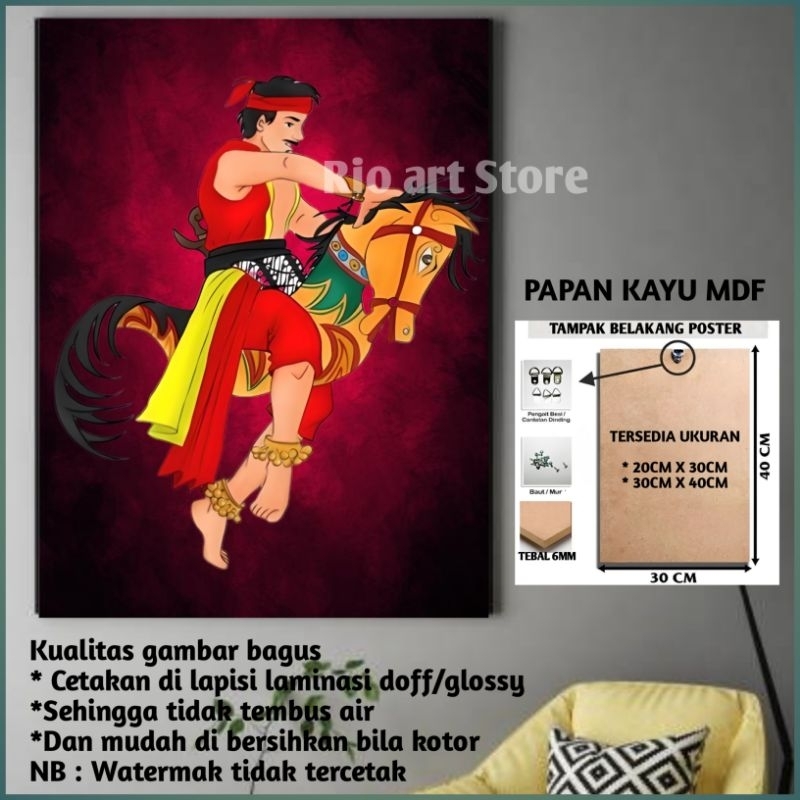Jual Hiasan dinding poster kuda lumping3 untuk walldekor atau dekorasi ...