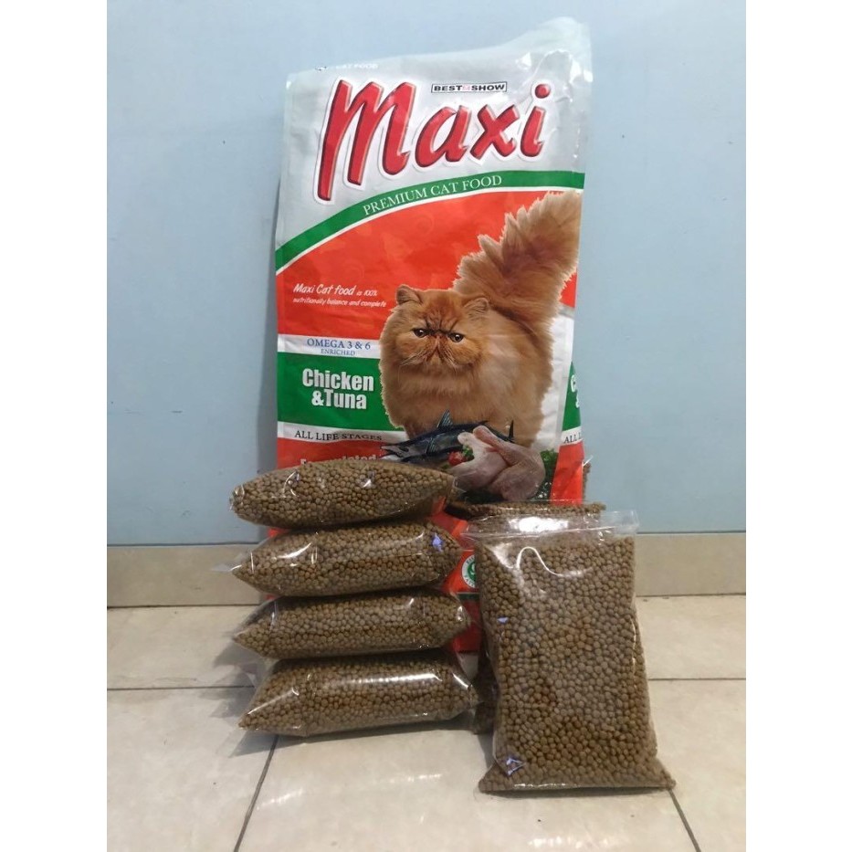 Jual MAXI CAT food CHICKEN TUNA REPACK 1kg 800Gram makanan kucing ...