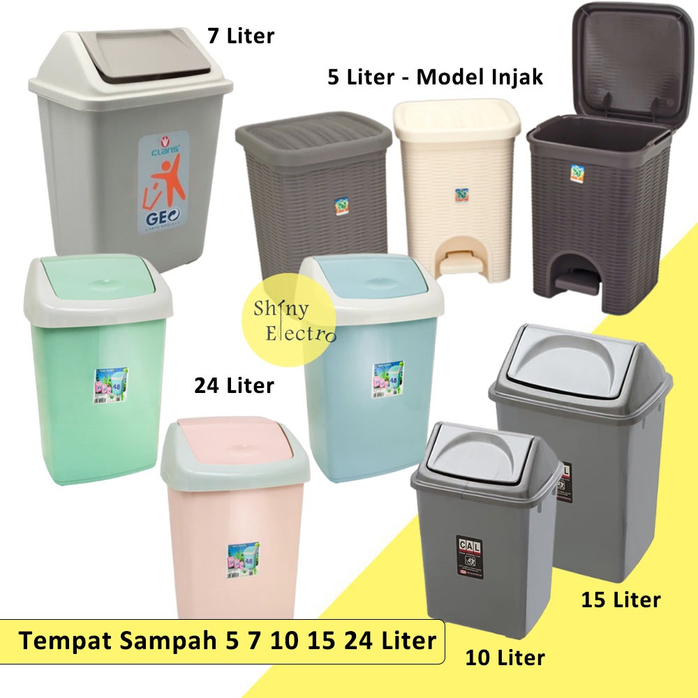 Jual Tempat Sampah 5 7 10 15 24 L Liter ( Tutup Goyang dan Injak ) - Tong Keranjang Sampah Kamar ...