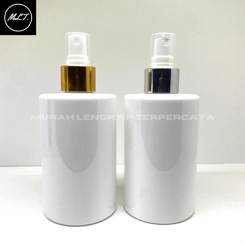 Jual BOTOL DIOLY 250ML PUTIH TUTUP SPRAY GOLD SILVER HALFCAP PET PLASTIK WHITE 250 ML | Shopee ...