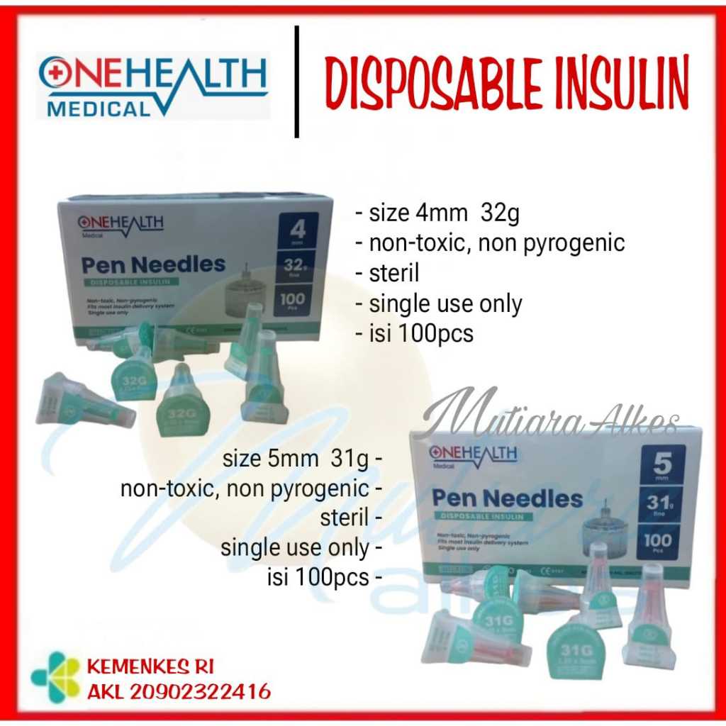 Jual (MUTIARA ALKES) ONEHEALTH ONEMED DISPOSABLE INSULIN / Pen Needle ...