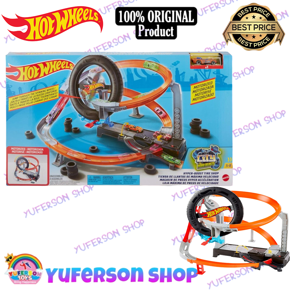 Jual HotWheels City Robo Beasts GJL16 Hyper boost Tire Shop Vehicle ...