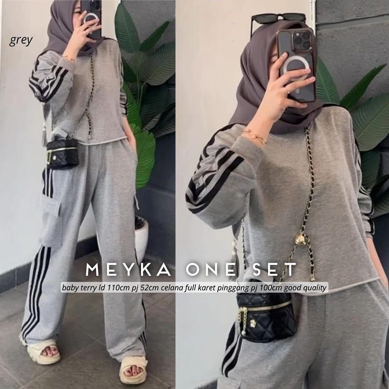 Jual Meyka One Set 2in1 Bahan Babyterry Setelan Wanita Kekinian Outfit ...