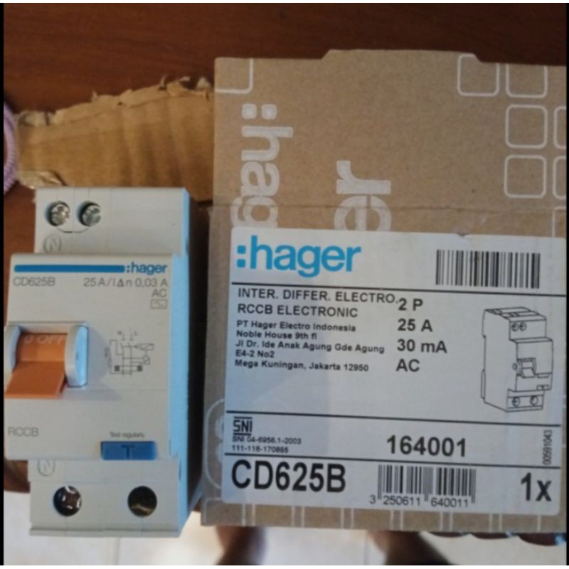 Jual ELCB / RCCB Hager 2P 25A Tipe CD625B - Sensitivy 30mA AC | Shopee ...
