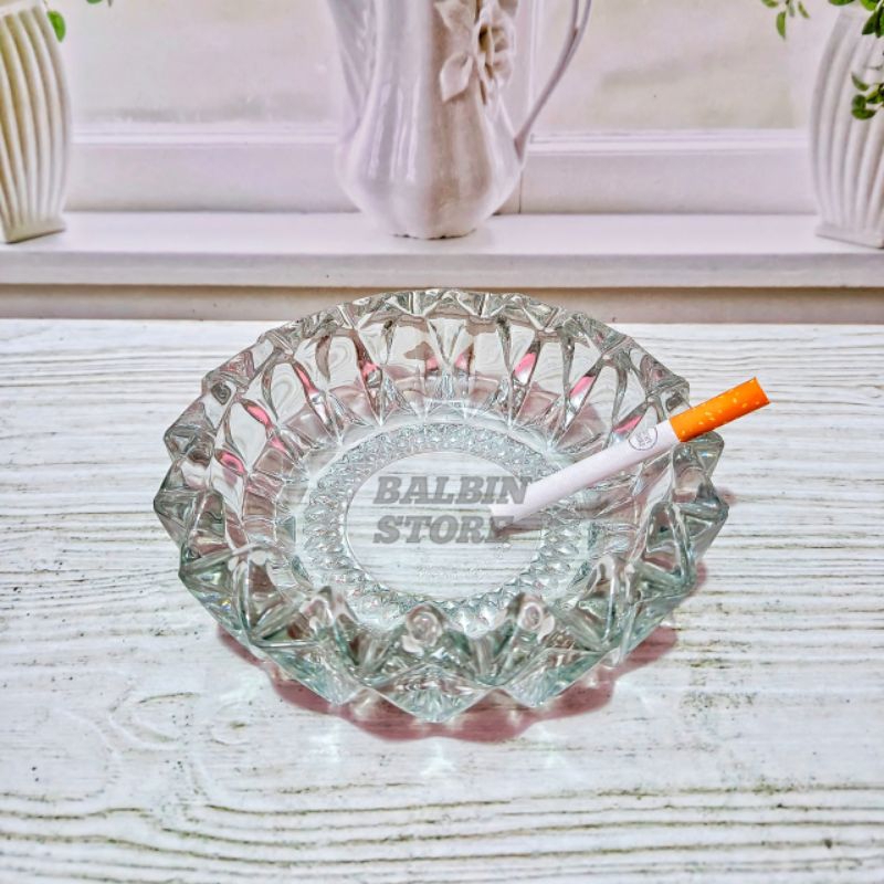 Jual sale 1 pcs asbak kaca tebal model mahkota / asbak roko / asbak ...