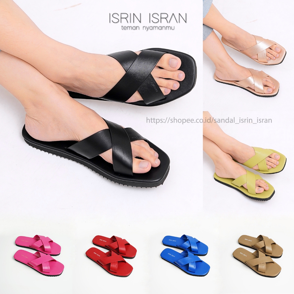 Jual Sandal Slip On Wanita Silang Sendal Teplek ISRIN ISRAN CROSSIE ...