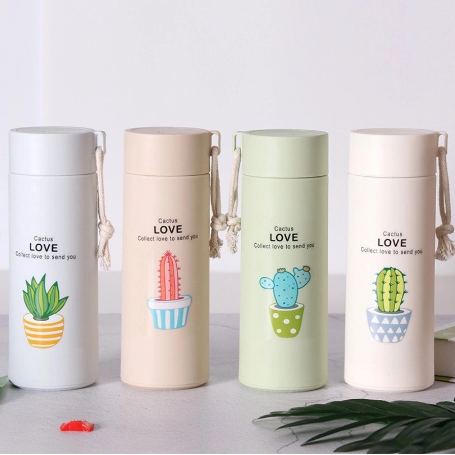 Jual PROMO Botol Minum Kaca Tumbler Vacuum Tumbuhan Kaktus 450ml Anak ...