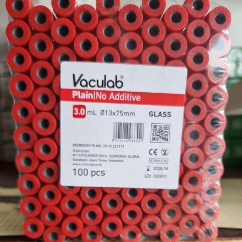 Jual Tabung Vaculab Plain 3ml Onemed Onelab l Tabung Tutup Merah ...