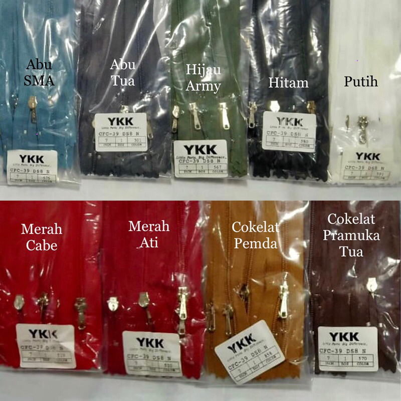Jual Resleting YKK CFC-39 Satu Warna Lusinan | 7 Inch | Shopee Indonesia