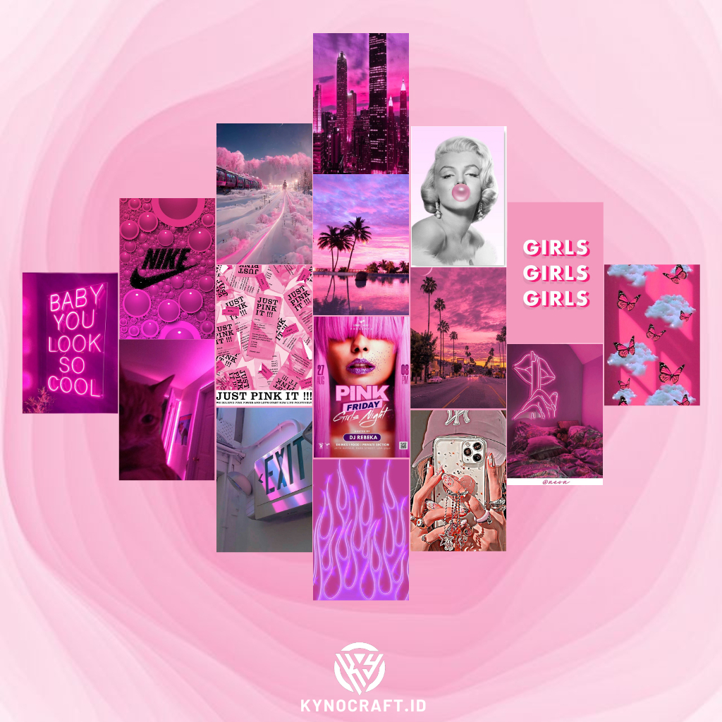 Jual POSTER PINK LIGHT AESTHETIC WALLPOSTER HIASAN DINDING KAMAR ISI 16 ...