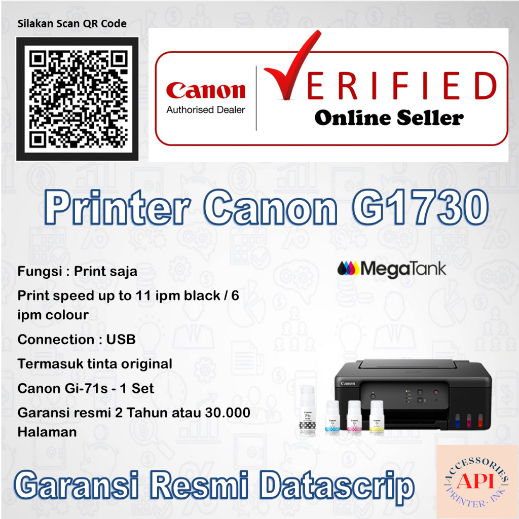 Jual Printer Canon Pixma G1730 G 1730 G-1730 Print - Tinta Original ...