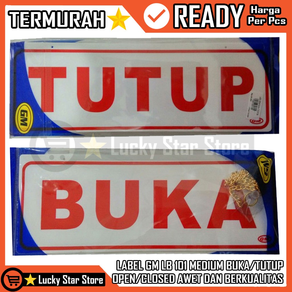 Jual STICKER BUKA TUTUP GM RANTAI BOLAK BALIK STIKER LABEL PAPAN ...