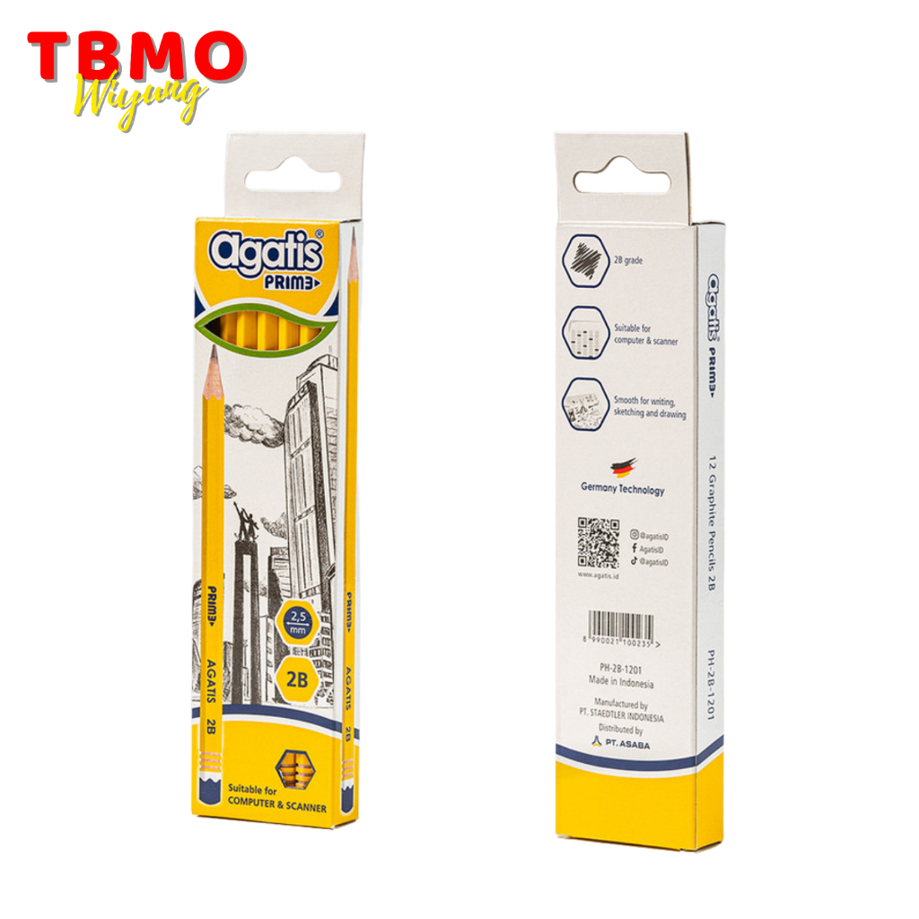 Jual Pensil 2B Agatis Prime Wood Per Pack Isi 12 pcs | Shopee Indonesia