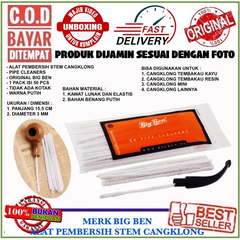 Jual BIGBEN STIK PEMBERSIH STEM / PIPA CANGKLONG BIG BEN PIPE CLEANERS ...